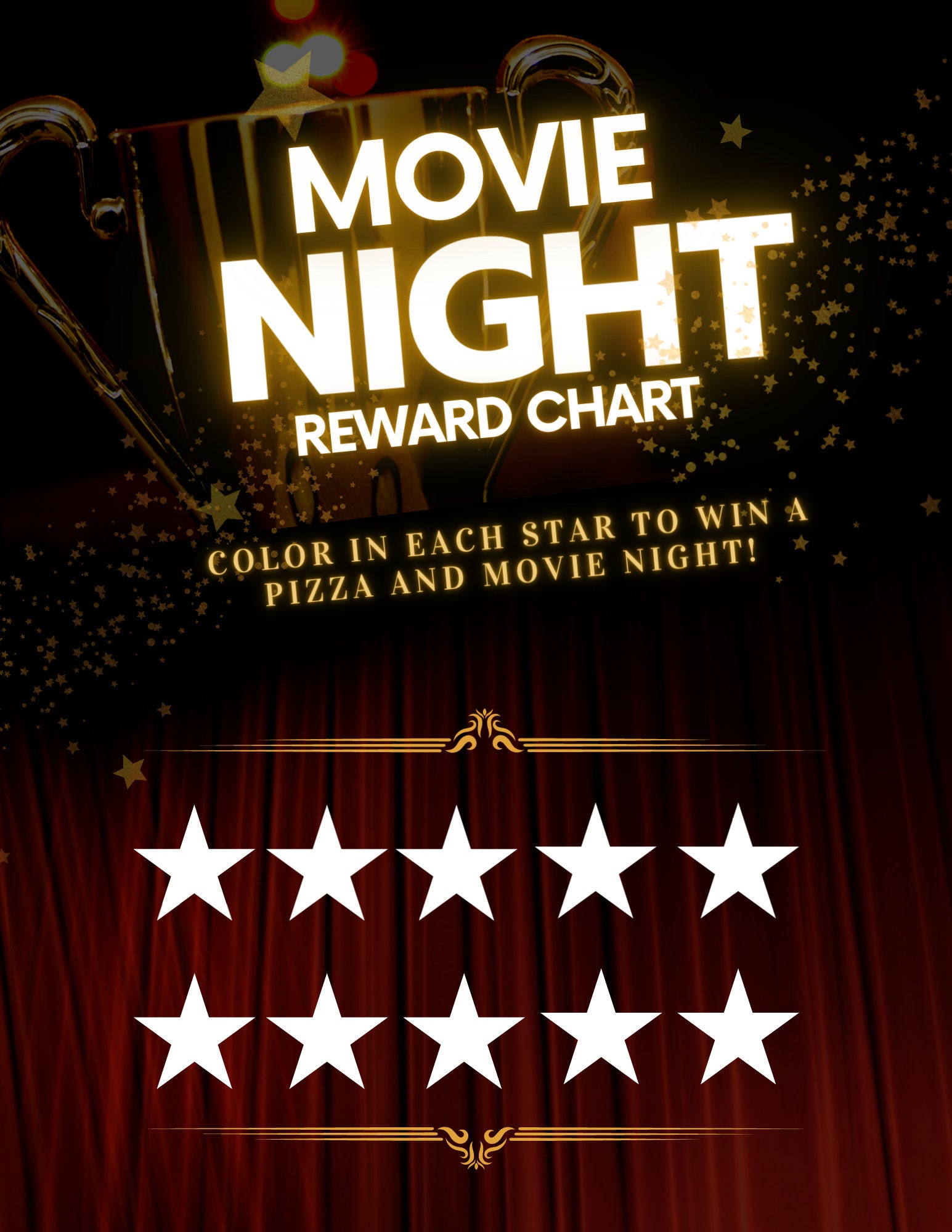 Reward Chart, Star Chart, Pizza & Movie, Kids Reward Chart, Classroom ...