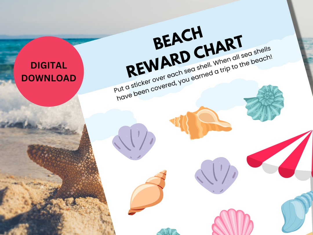 Reward Chart, Star Chart, Beach, Reward Good Behavior, Kids Sticker ...