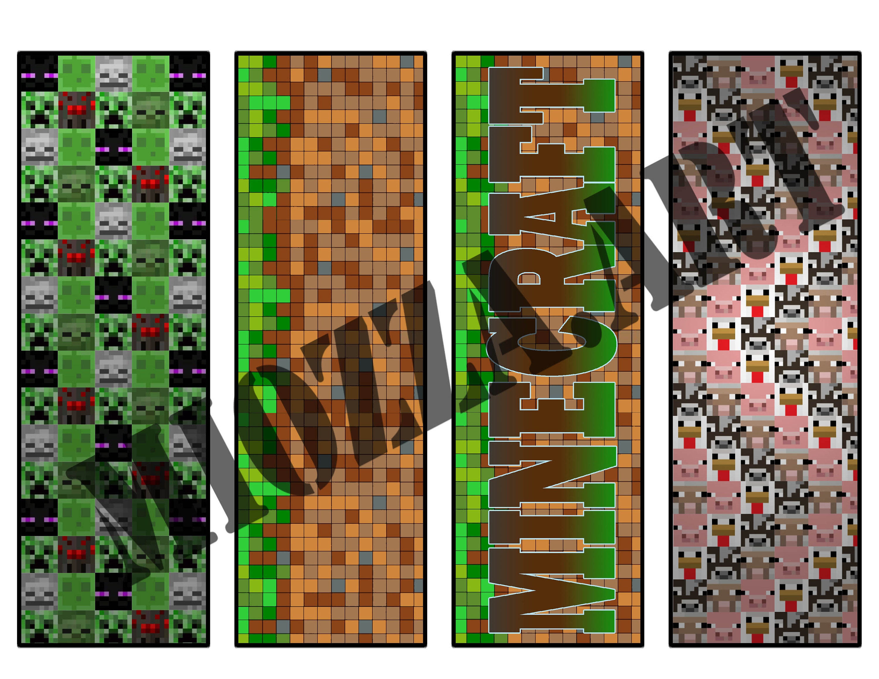 Minecraft Printable PDF Bookmarks, Digital Download - Etsy
