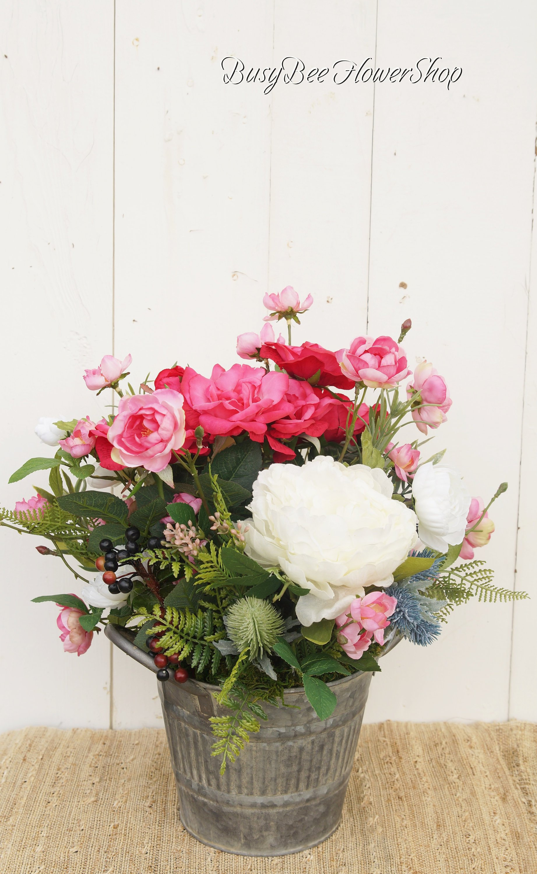 Beautiful Spring/Summer Flower Arrangement in Galvanized Pail | Etsy