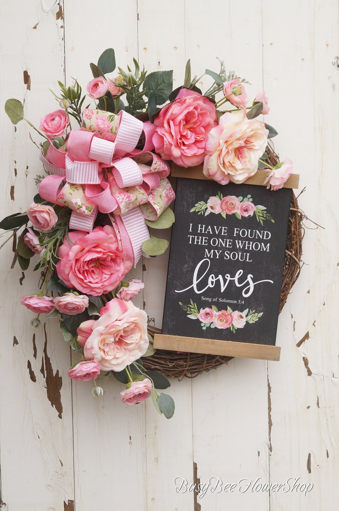 Song of Solomon Wreath: Pink Roses, Wedding Valentine's Day Decor - Etsy