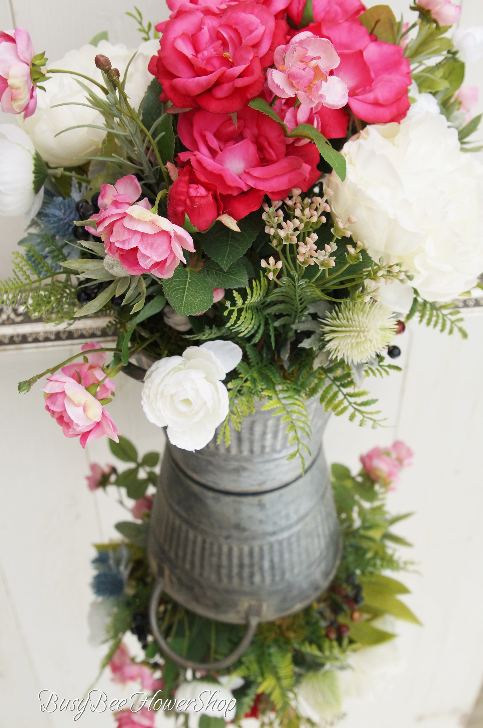 Beautiful Spring/Summer Flower Arrangement in Galvanized Pail | Etsy