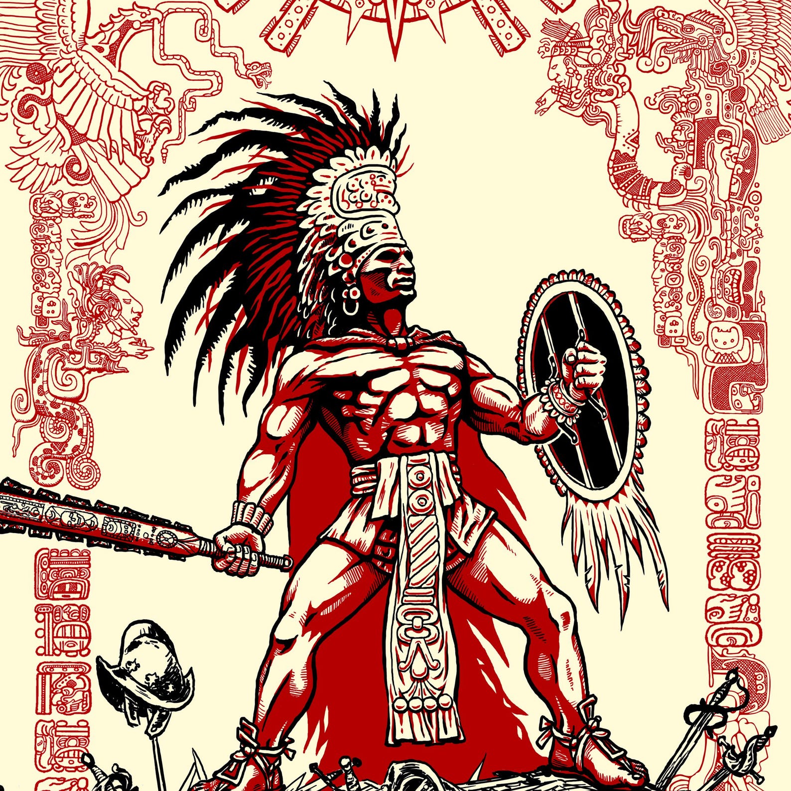 Aztec Warrior T-shirt, Quetzalcoatl Art, Mesoamerican Graphic Tee - Etsy