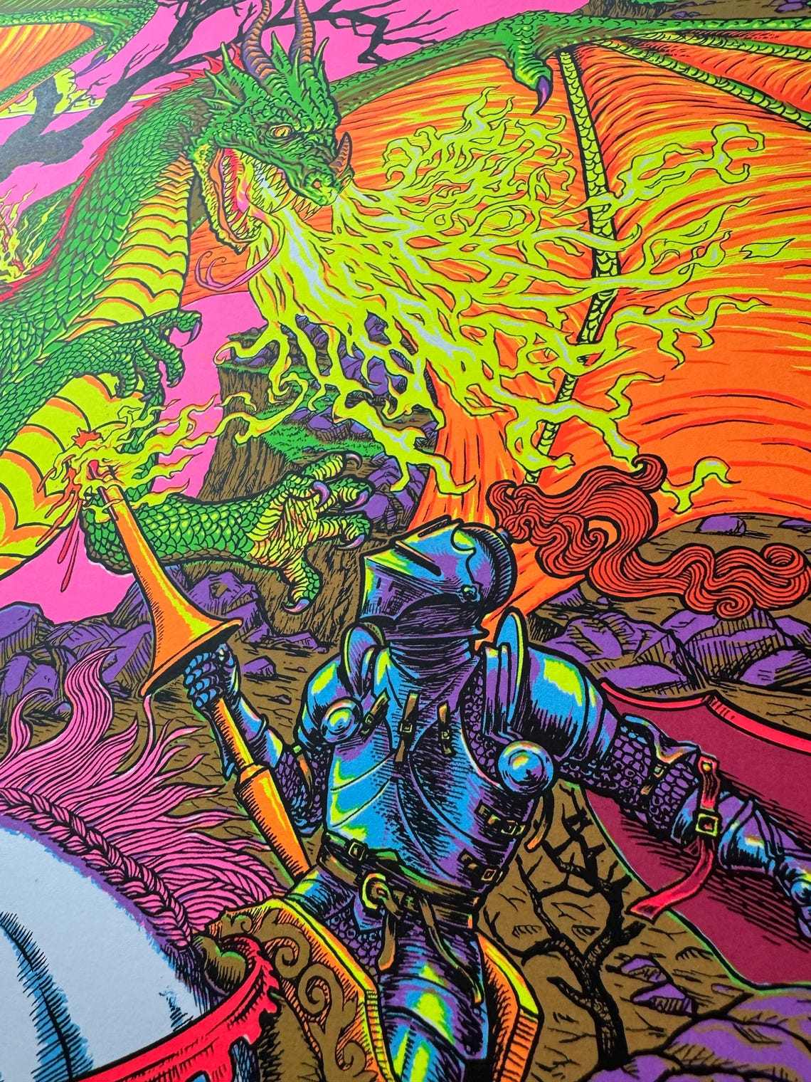 Dragon Slayer Screen Printed 18x24" Blacklight Poster, Psychedelic Uv ...