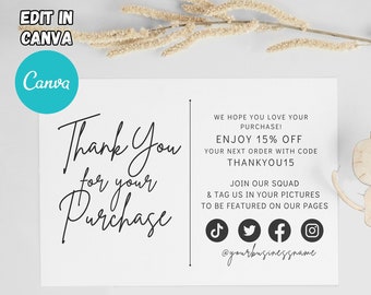 Printable Thank You Cards Business Customizable Template Small Business ...