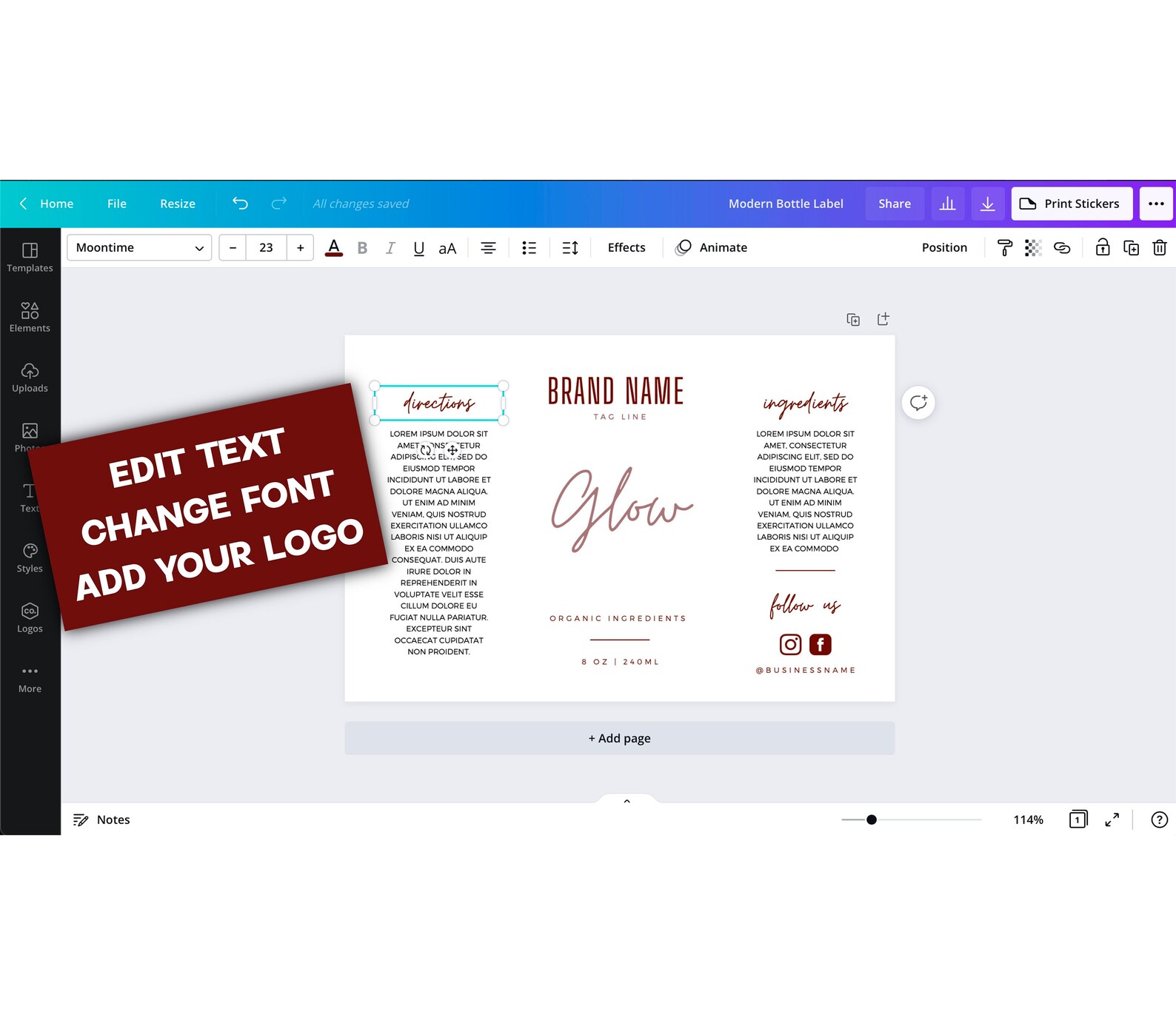 Editable Printable Label Canva Template Custom Product Label Dropper ...