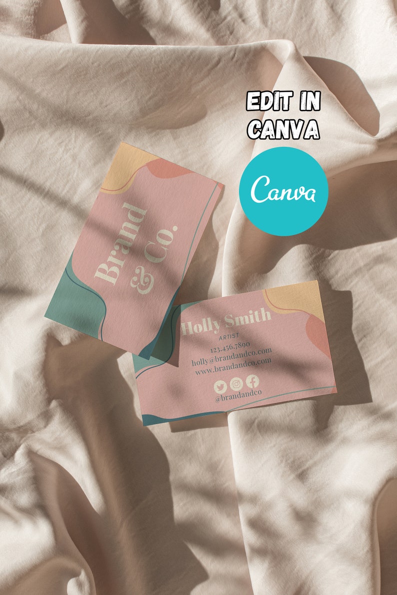 Editable Business Cards Canva Template Card Template - Etsy