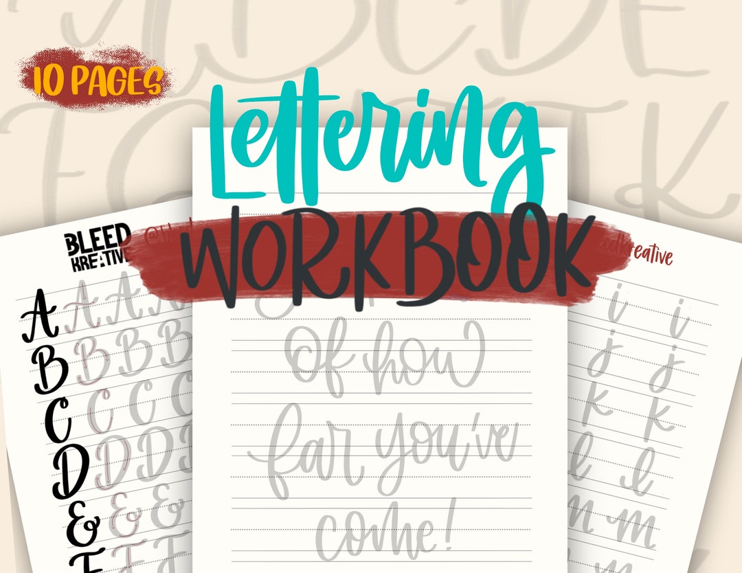 Digital Lettering Workbook: Calligraphy, Monoline Brush, Procreate (PDF ...