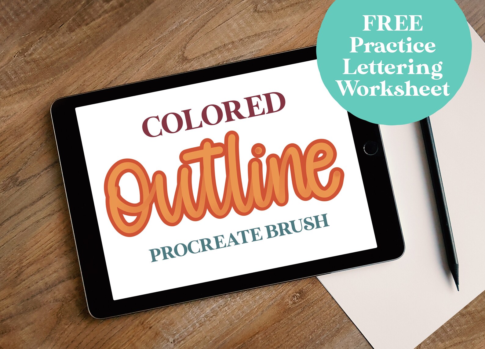 Colored Outline Procreate Brush Ipad Lettering Instant | Etsy