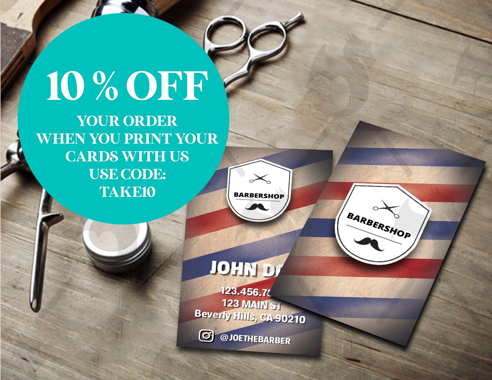 Barber Shop Business Cards Vintage Business Card Canva | Etsy