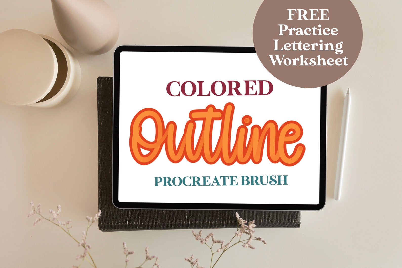 Colored Outline Procreate Brush Ipad Lettering Instant | Etsy