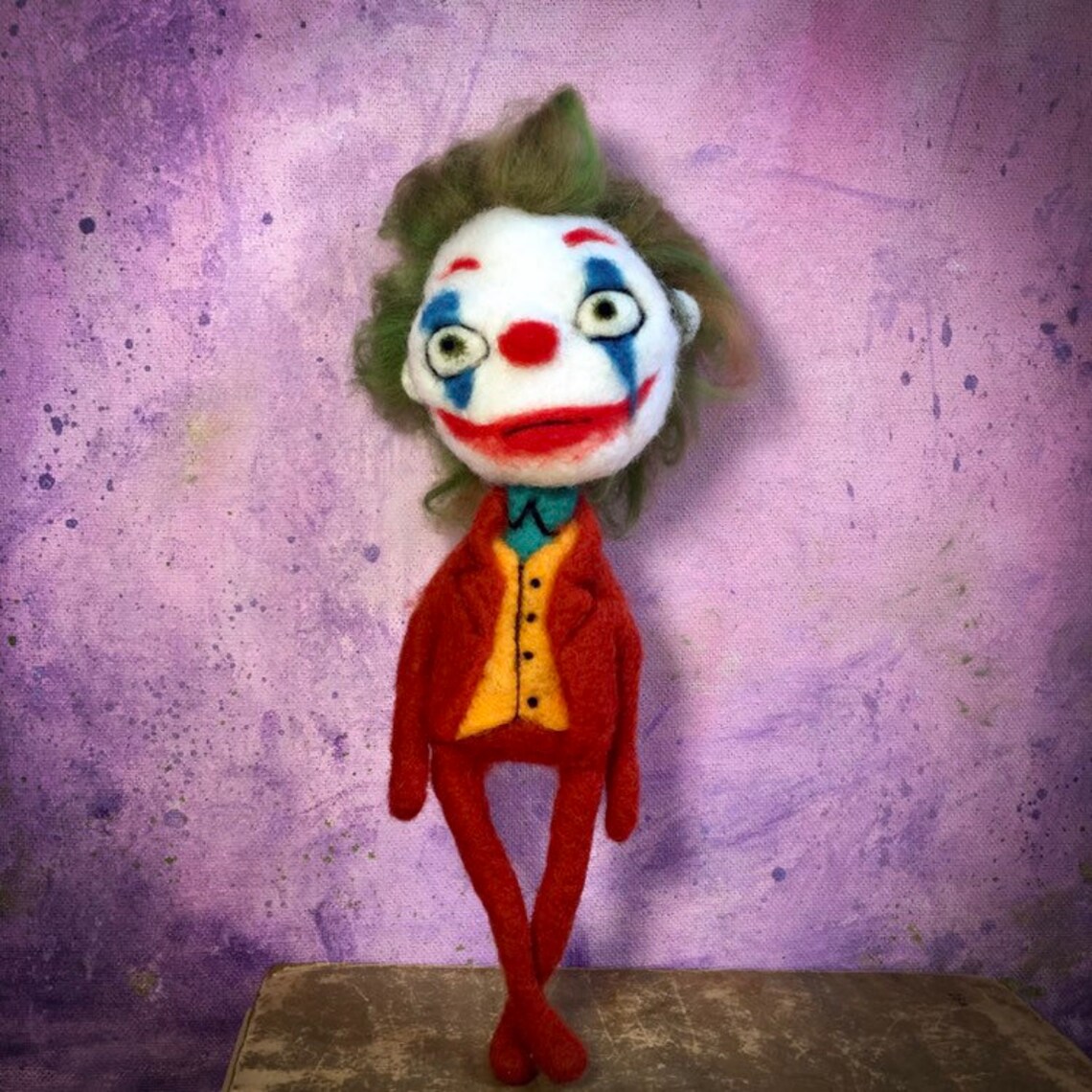 Joker monster doll. Wool felt doll. | Etsy