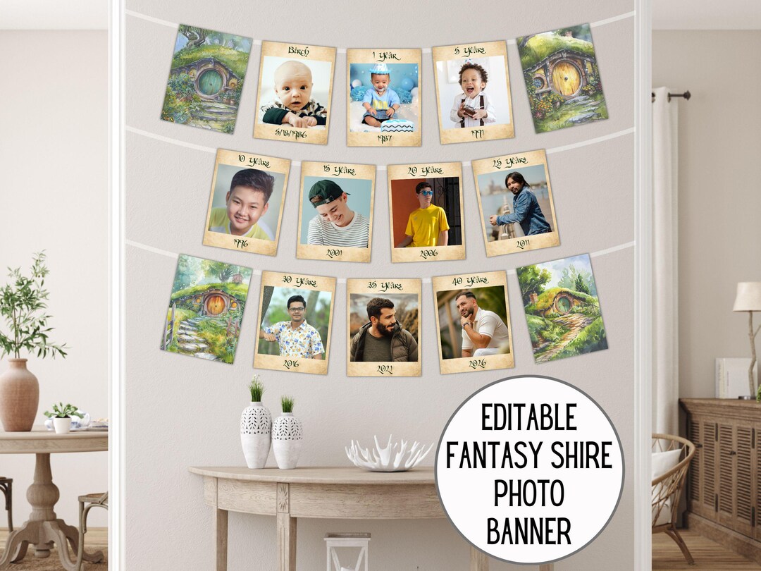 Fantasy Shire Photo Banner, Elvish Birthday Personalized Decoration ...