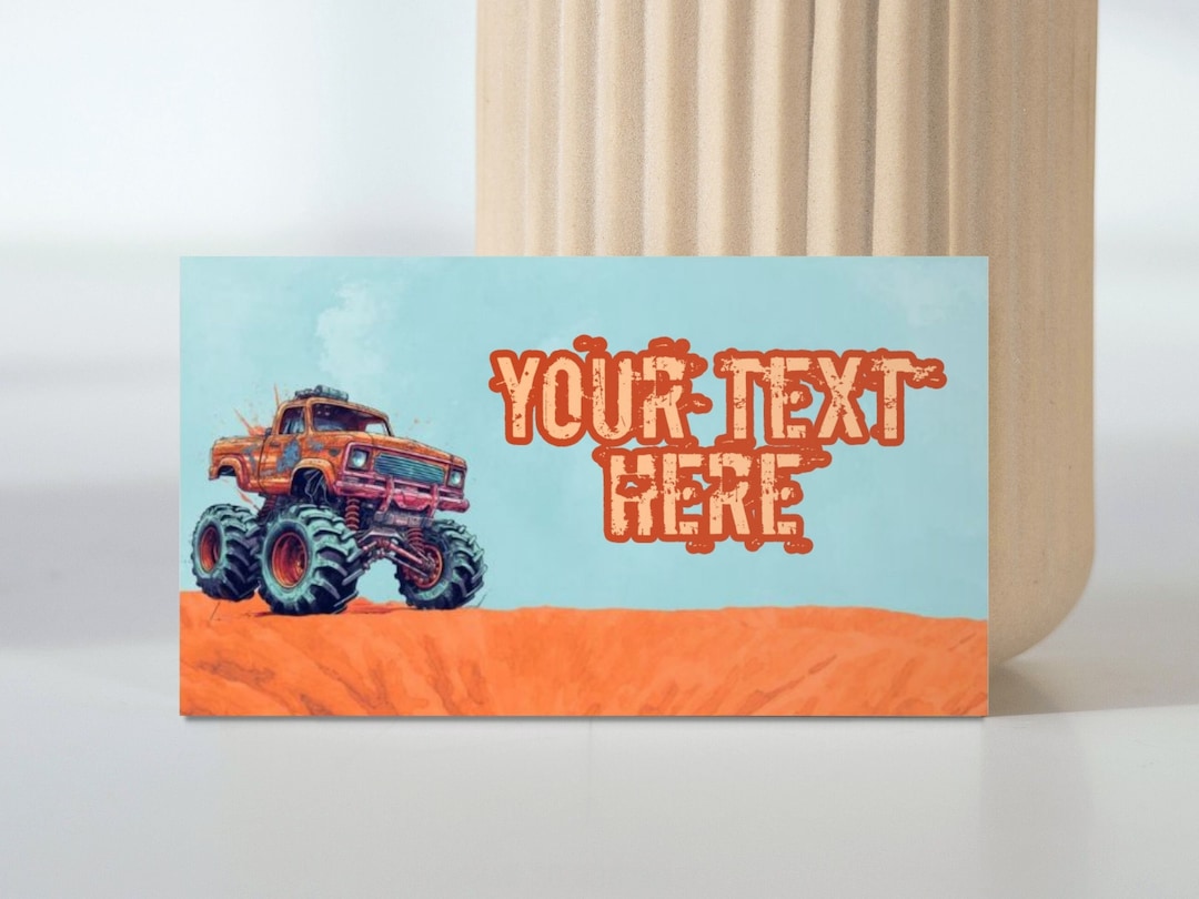 Editable Monster Truck Labels, Hot Rod Food Signs, Toddler Bash Custom ...