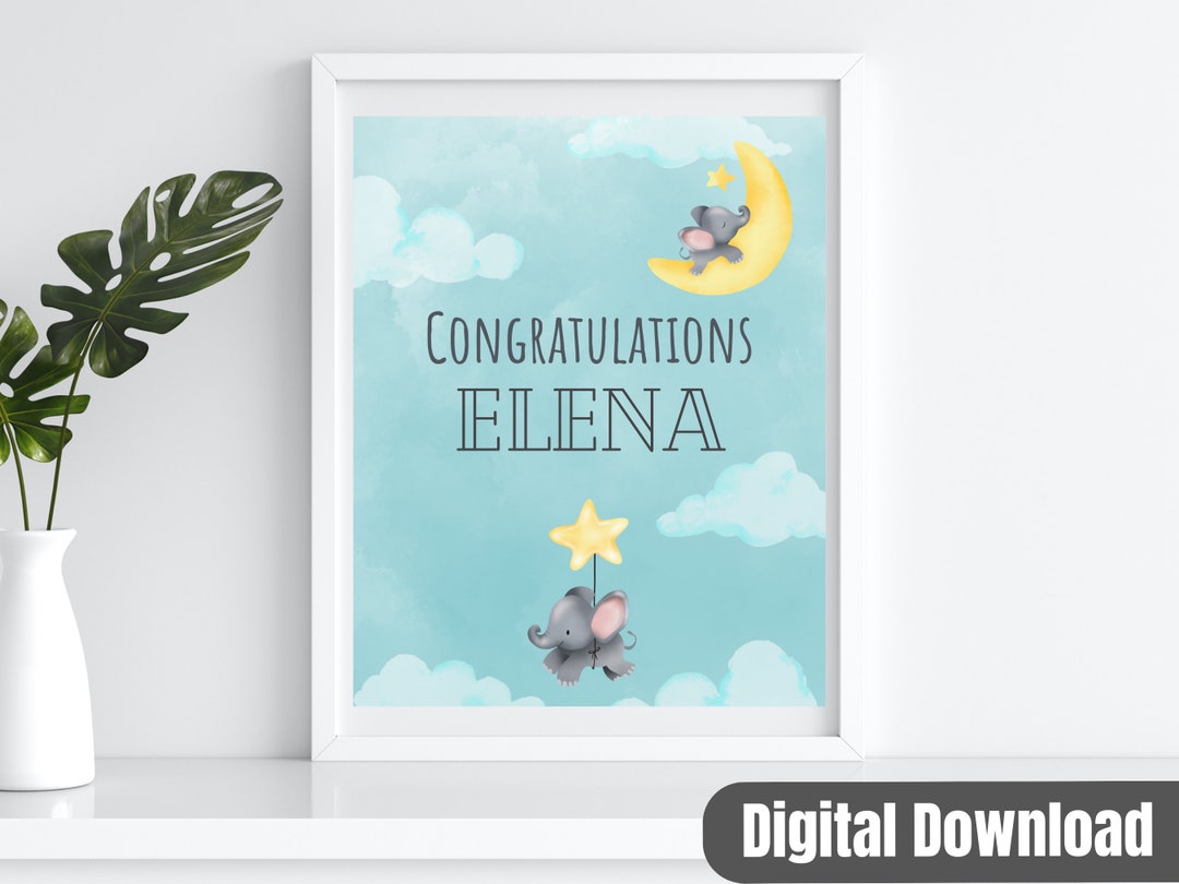Editable Elephant Congratulations Sign, Little Peanut Baby Shower ...