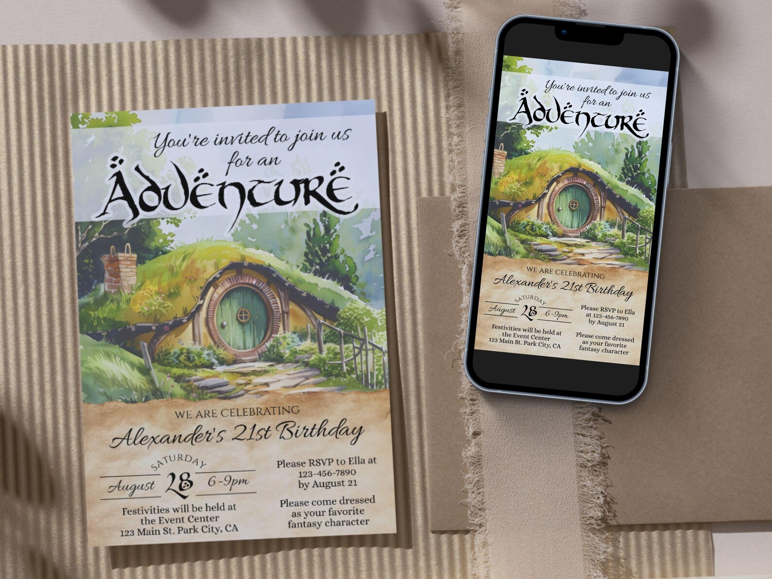 Fantasy Shire Editable Birthday Invitation, One Party to Rule Them All ...