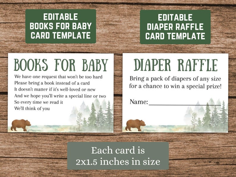 Editable Bear and Cub Baby Shower Invitation Bundle, Bear-y Sweet Boy ...