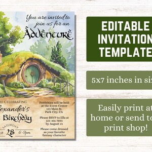 Editable Fantasy Shire Birthday Invitation, One Party to Rule Them All ...