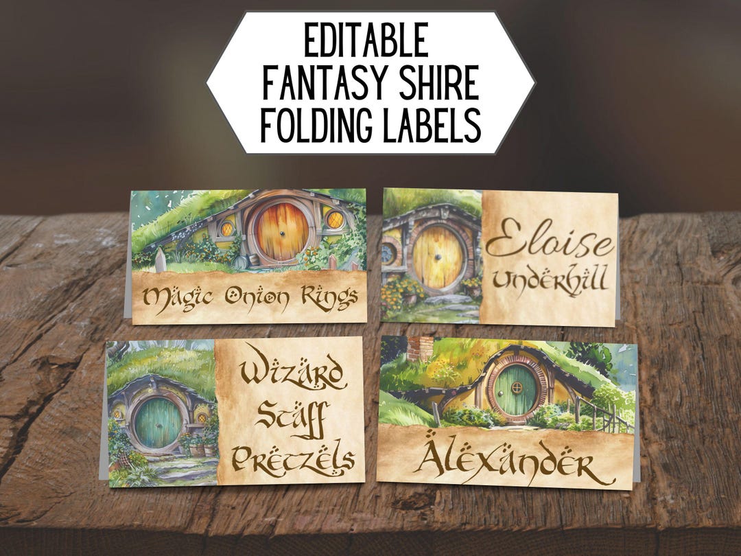 Editable Fantasy Shire Labels, Magic Ring Food Signs, Nerdy Party ...