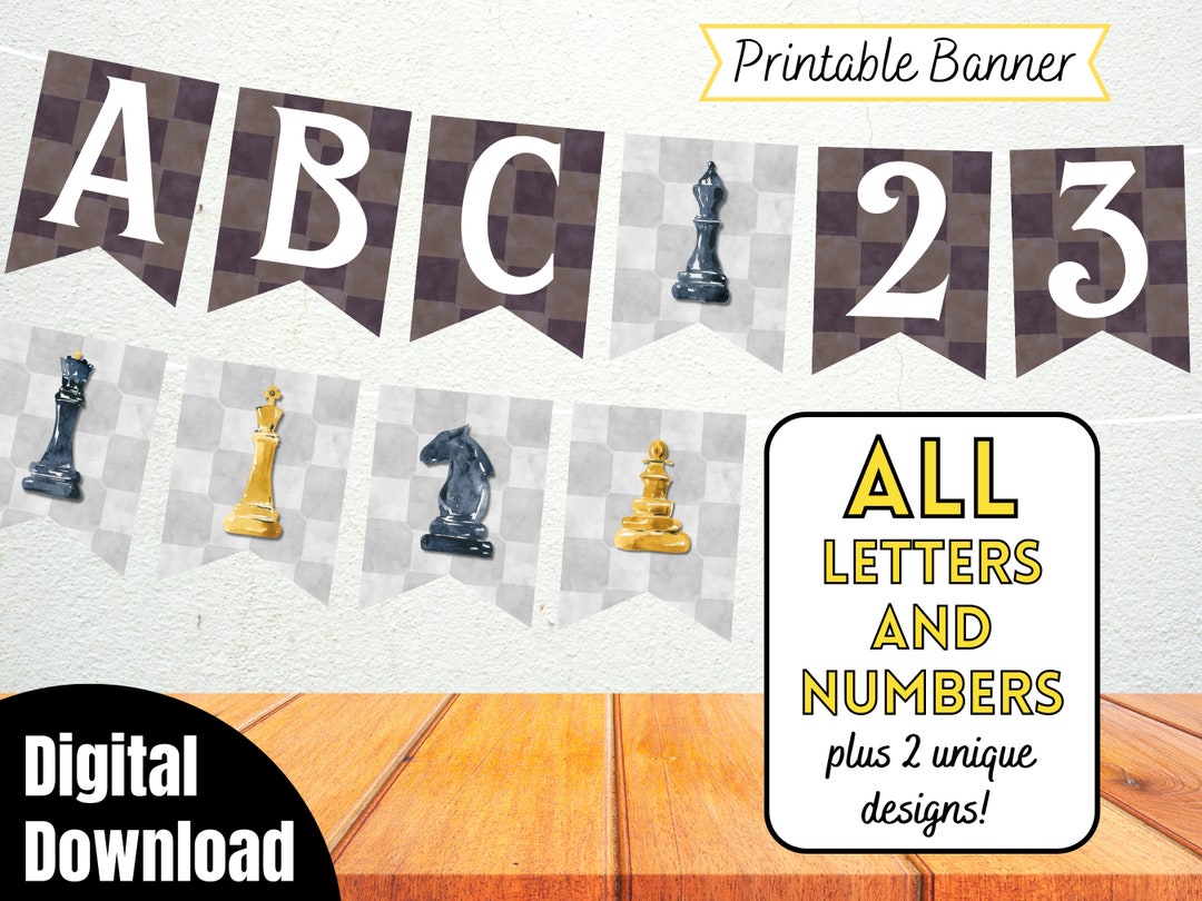 Printable Chess A-Z Alphabet Numbers Banner Chess Piece Party - Etsy