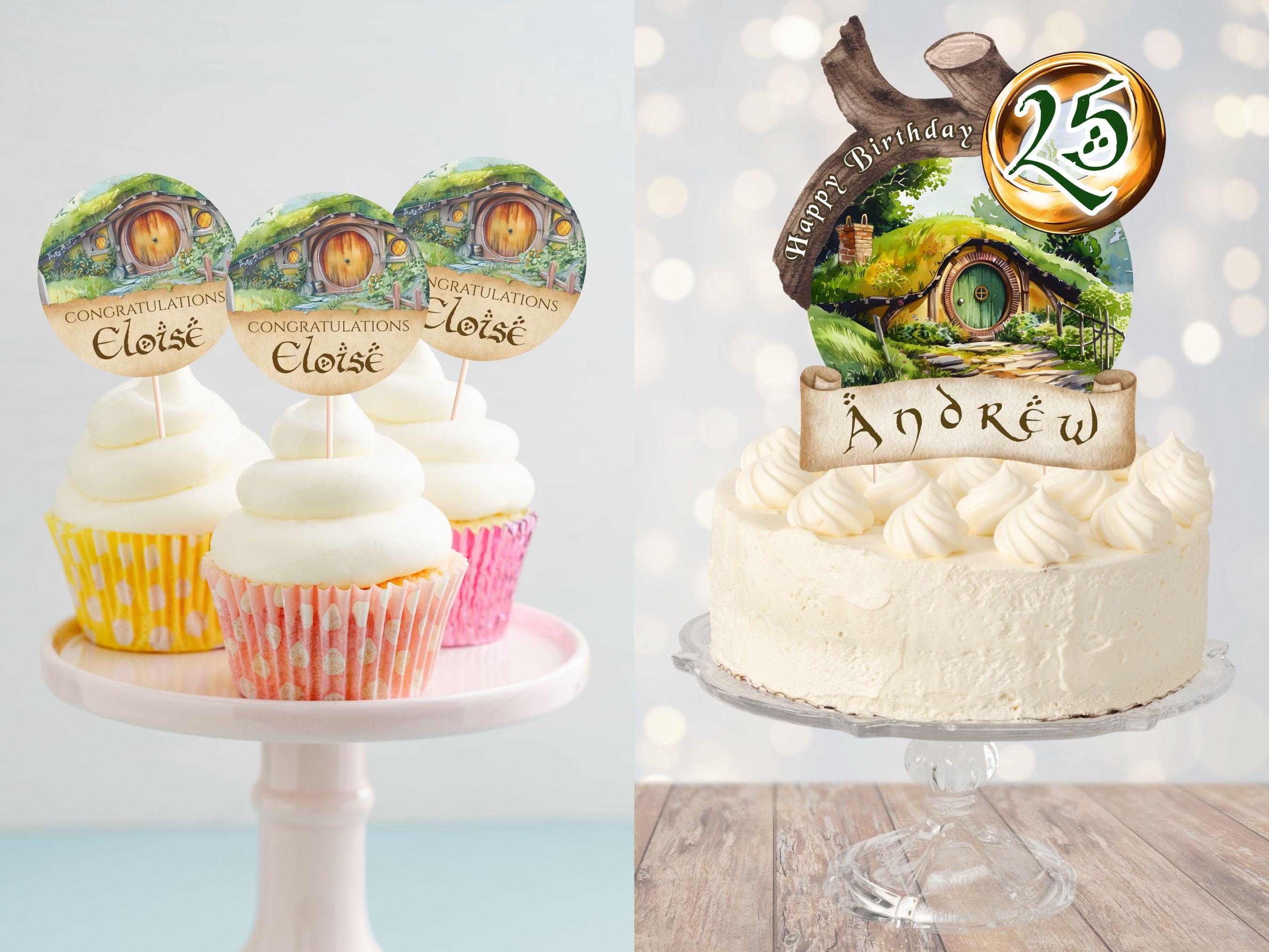 Editable Fantasy Shire Cake and Cupcake Toppers, Magic Ring Birthday ...