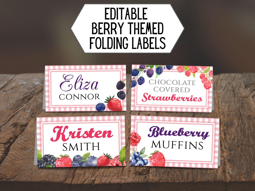 Editable Berry Sweet Labels, Strawberry Girl Food Signs, Pink Gingham ...