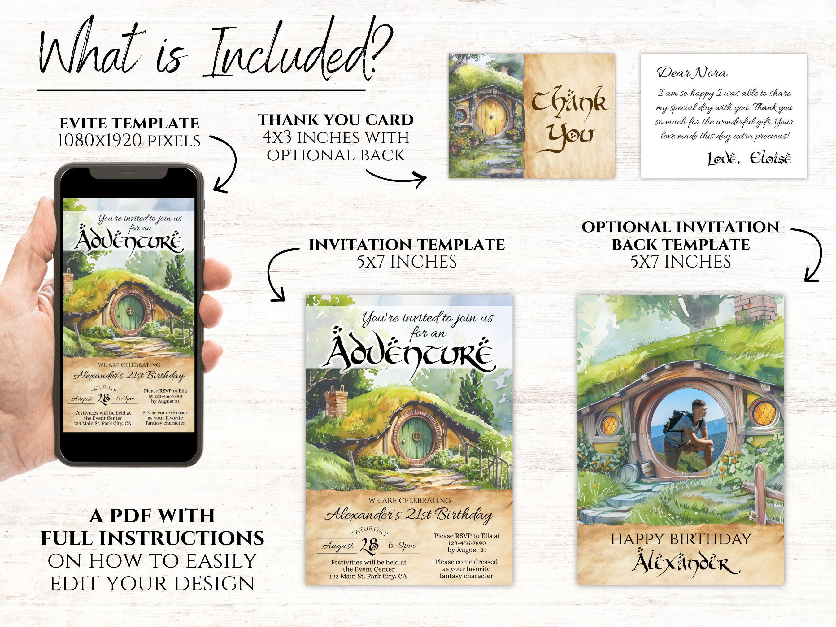 Fantasy Shire Editable Birthday Invitation, One Party to Rule Them All ...
