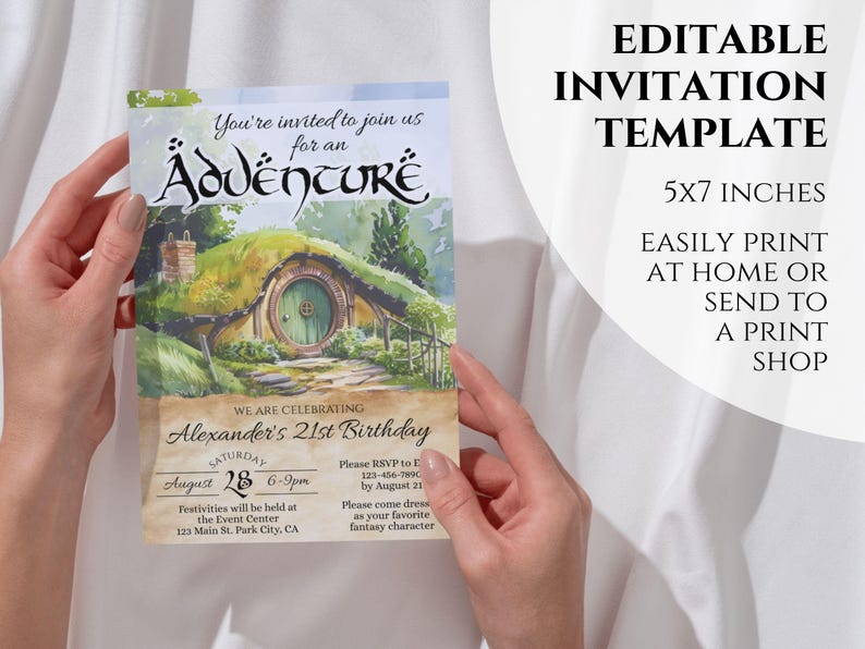 Fantasy Shire Editable Birthday Invitation, One Party to Rule Them All ...