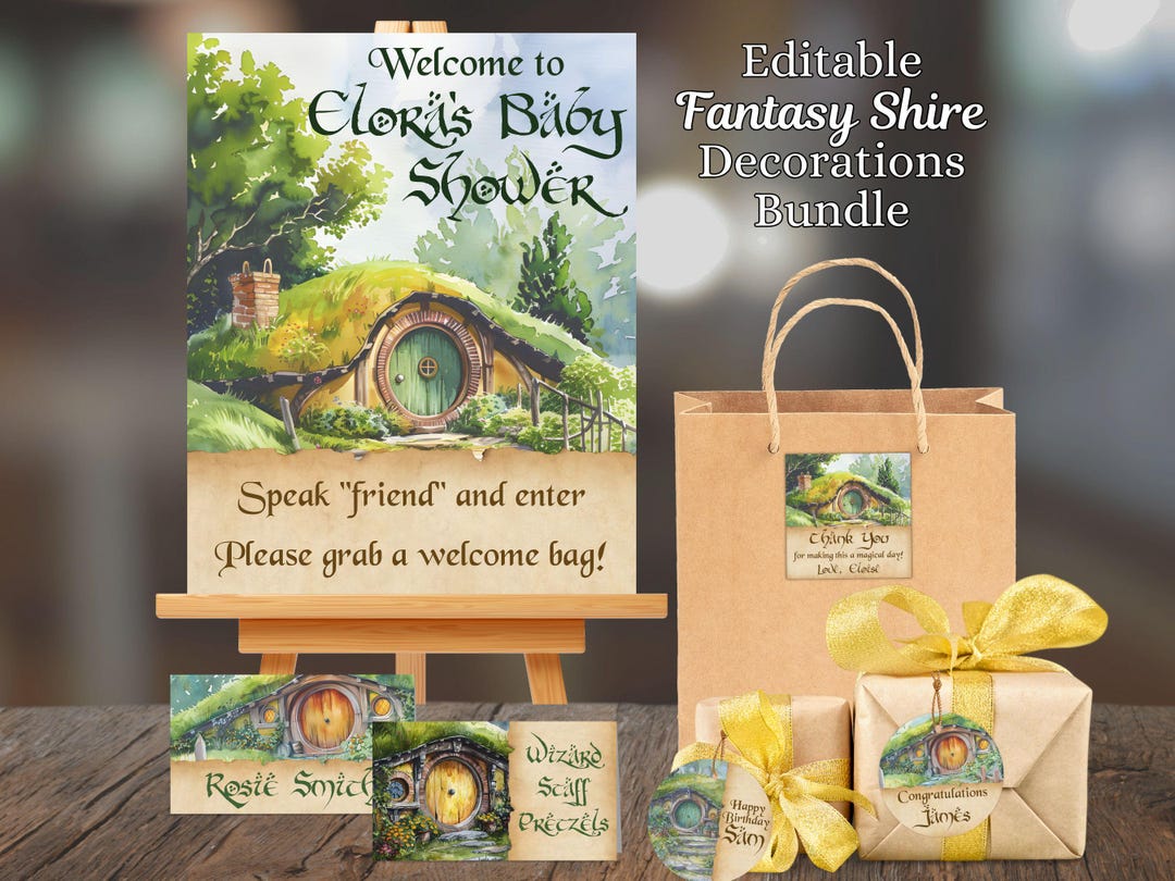 Editable Fantasy Shire Decorations Bundle, Magic Ring Birthday Party ...