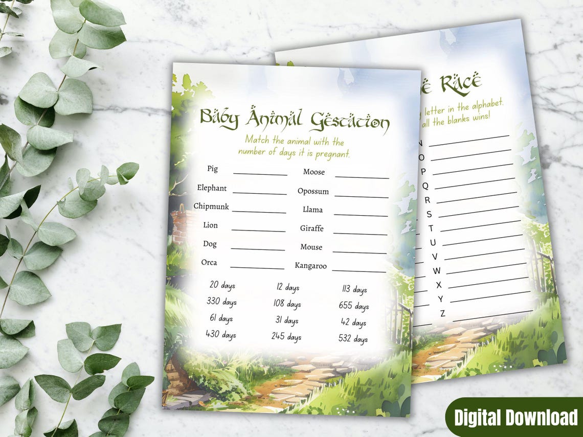 Printable Fantasy Shire Game Bundle, 15 Baby Shower Activities, Magic ...