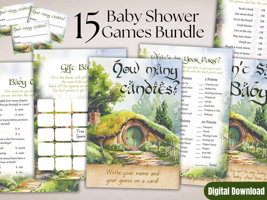 Printable Fantasy Shire Game Bundle, 15 Baby Shower Activities, Magic ...