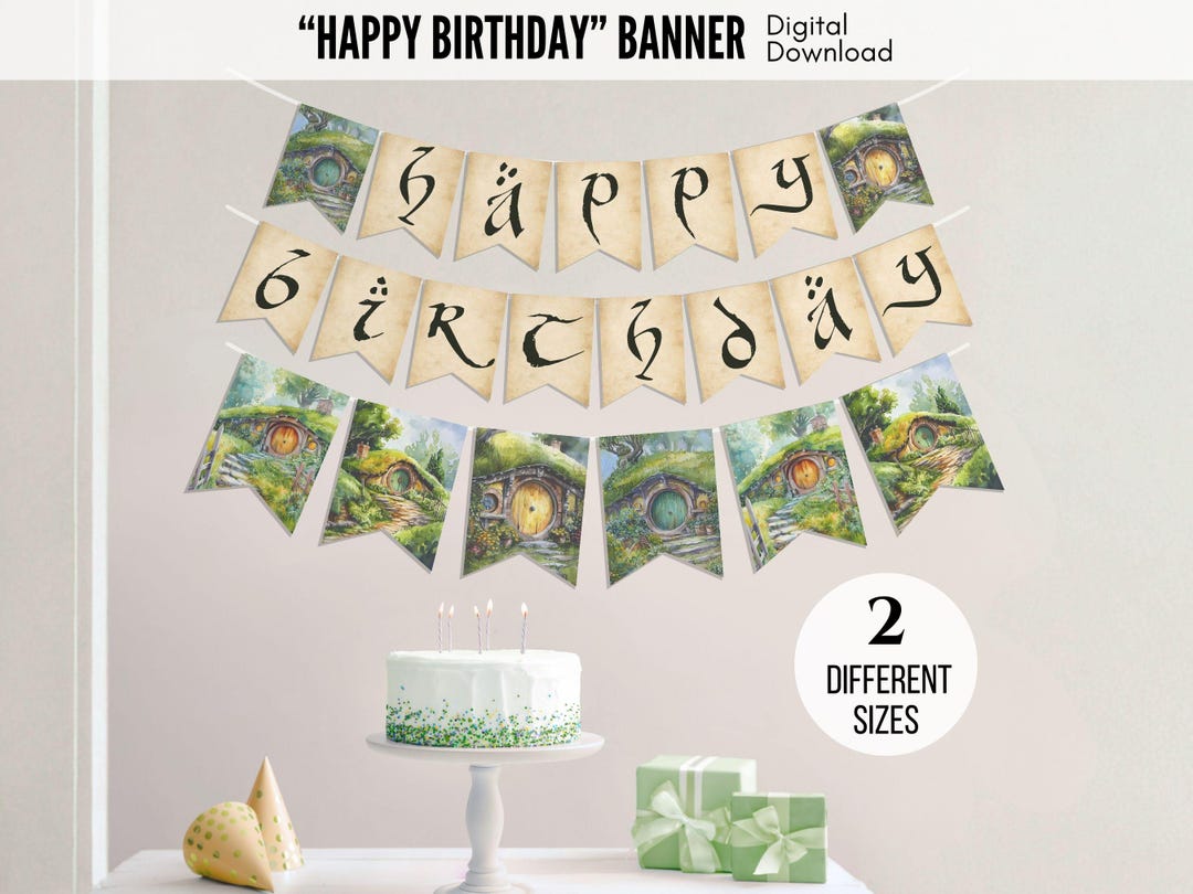 Fantasy Shire Happy Birthday Banner, Nerdy Magic Ring Party, One to ...