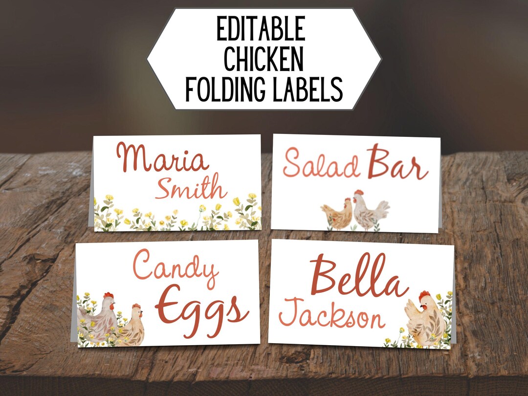 Editable Chicken Labels, Cute Farm Animal Food Signs, Rooster Birthday ...