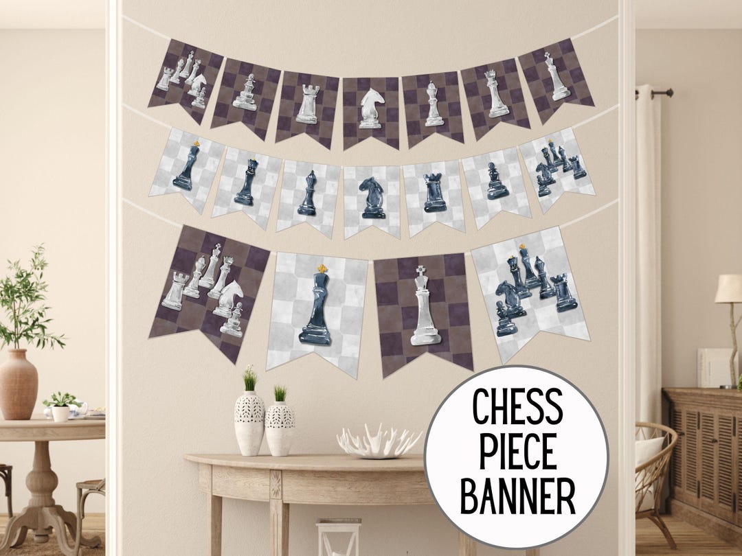 Chess Piece Banner, Checkmate Birthday Party Printable, Board Game ...