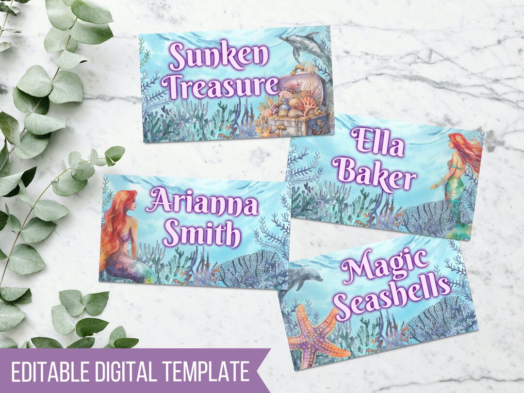 Editable Little Mermaid Labels, Under Sea Food Signs, Magic Ocean ...