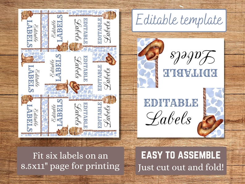 Editable Cowboy Labels, Rodeo Food Signs, Wild West Party Decorations ...