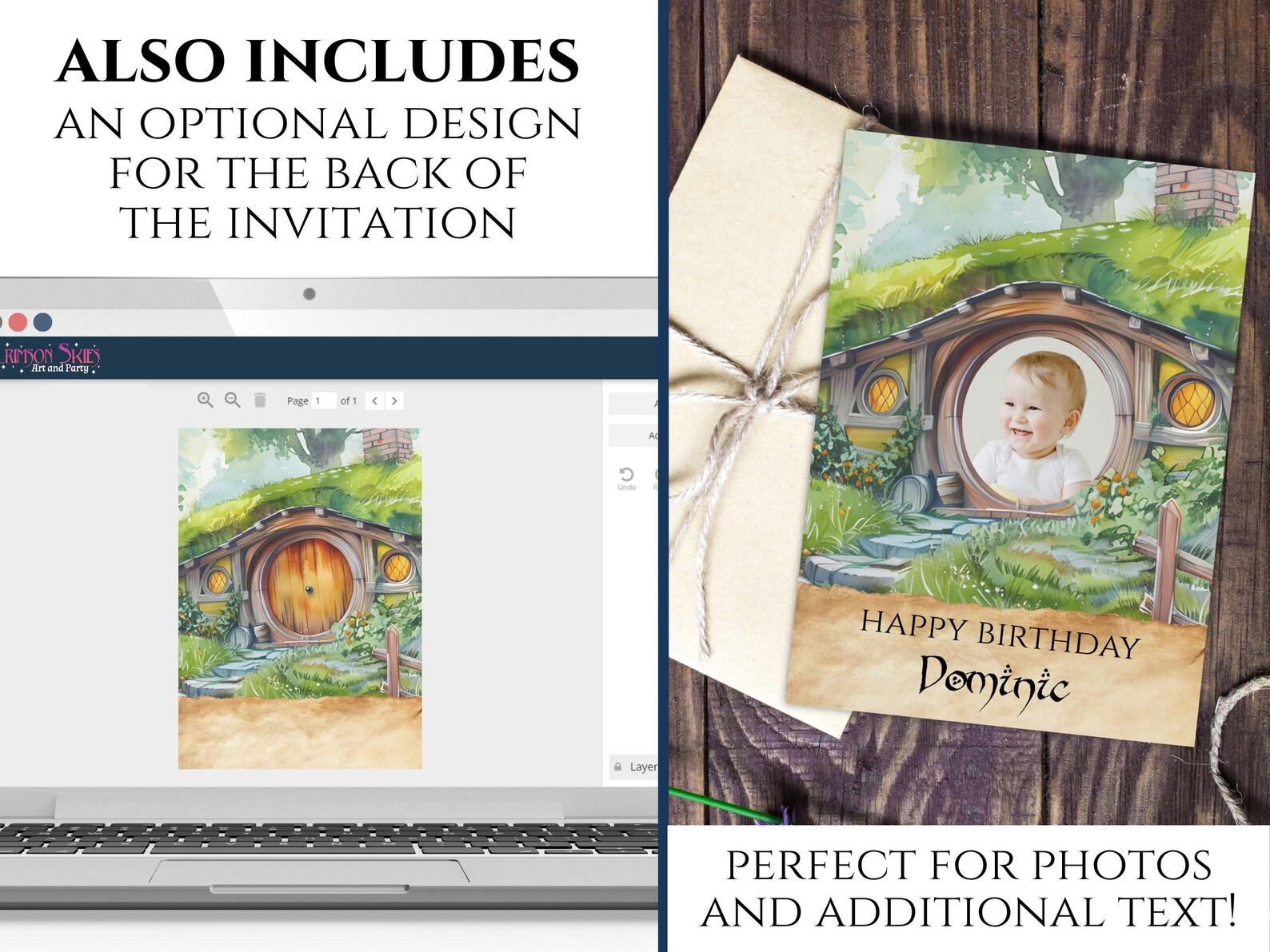 Fantasy Shire Editable First Birthday Invitation, One to Rule Them All ...