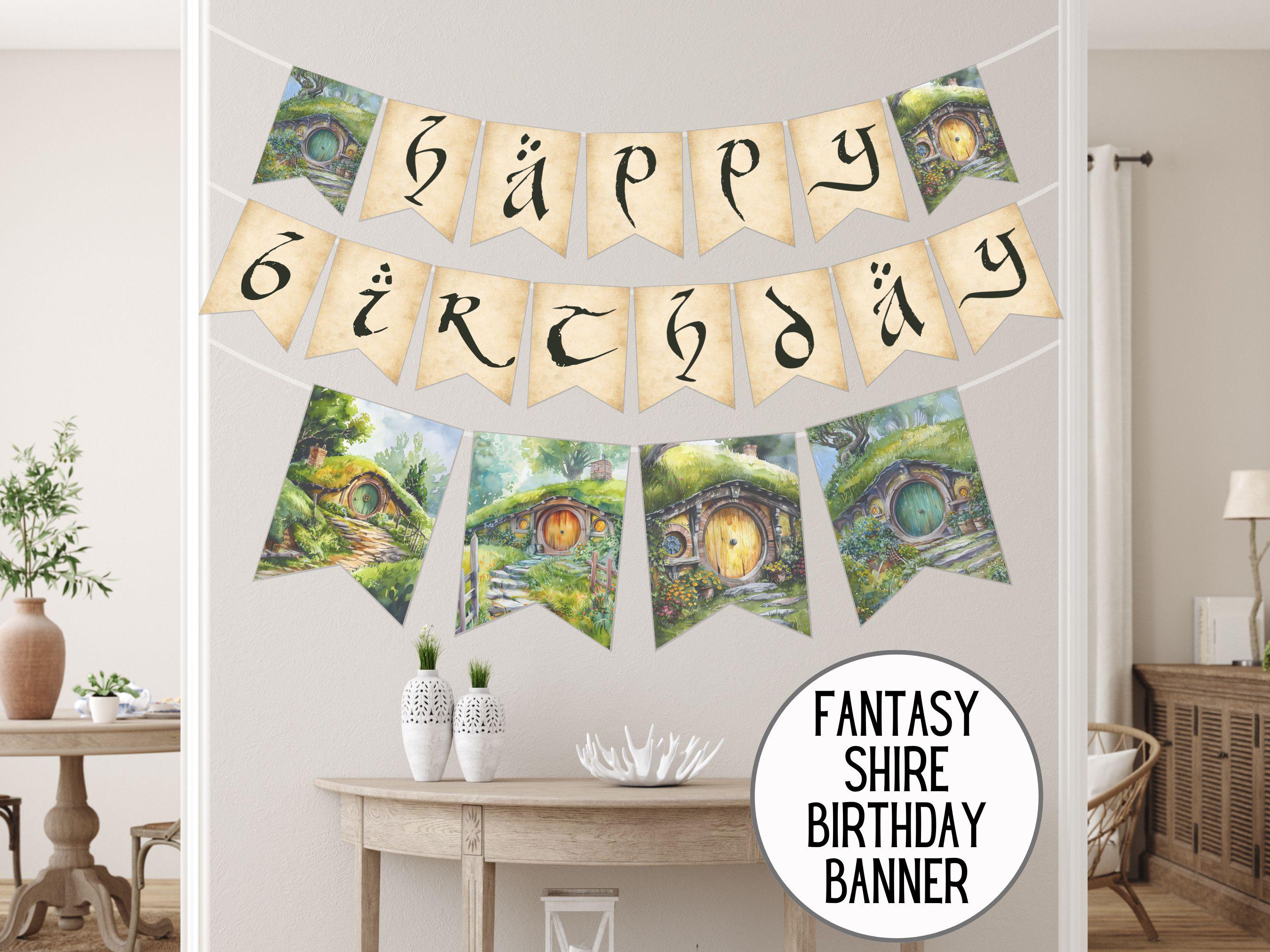 Fantasy Shire Happy Birthday Banner, Nerdy Magic Ring Party, One to ...