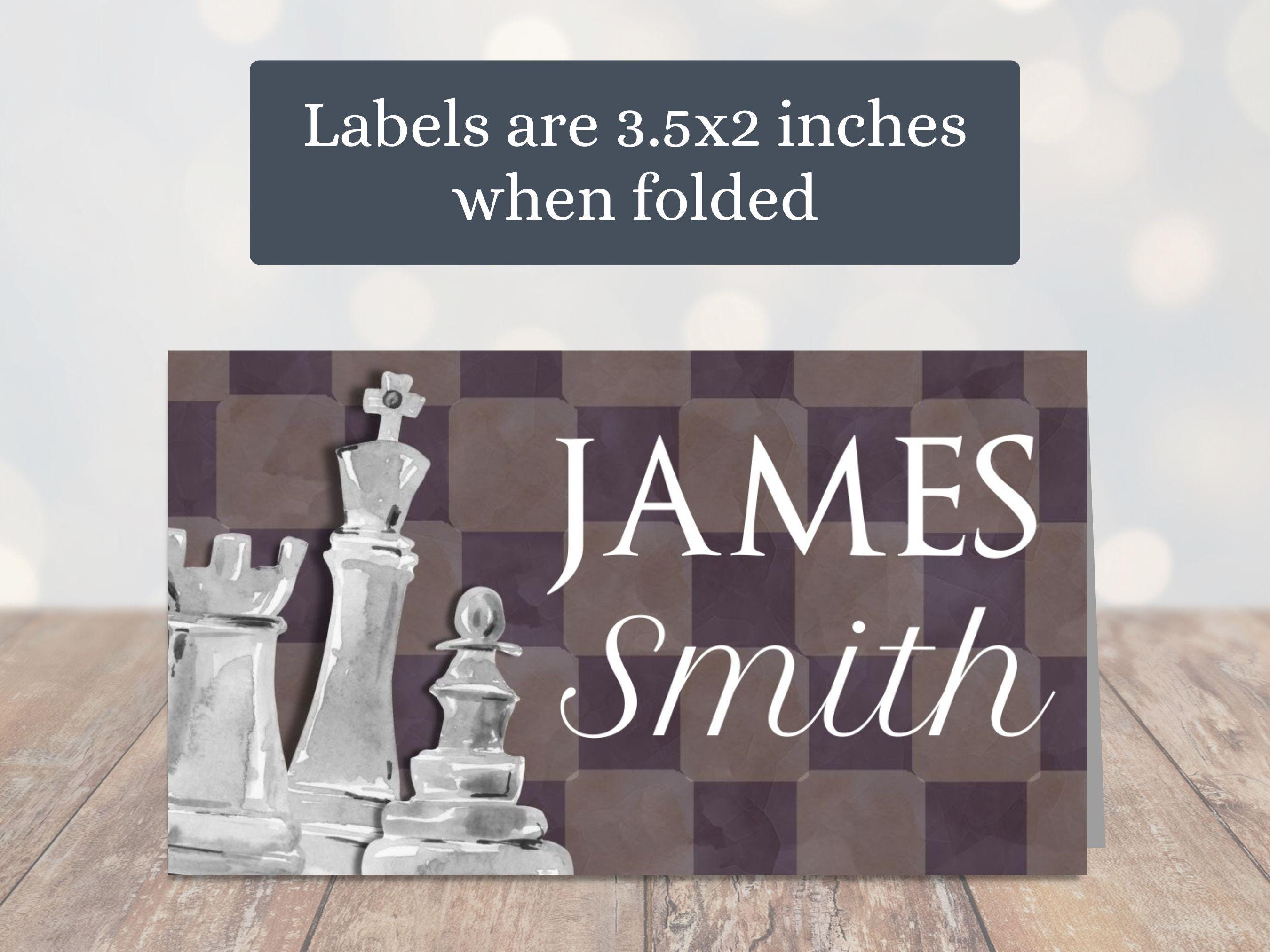Editable Chess Piece Labels, Tournament Food Signs, Board Game Birthday ...