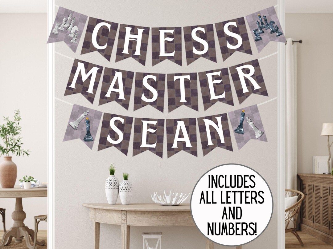 Custom Chess Piece Banner, Personalized Decoration, Family Game Night ...