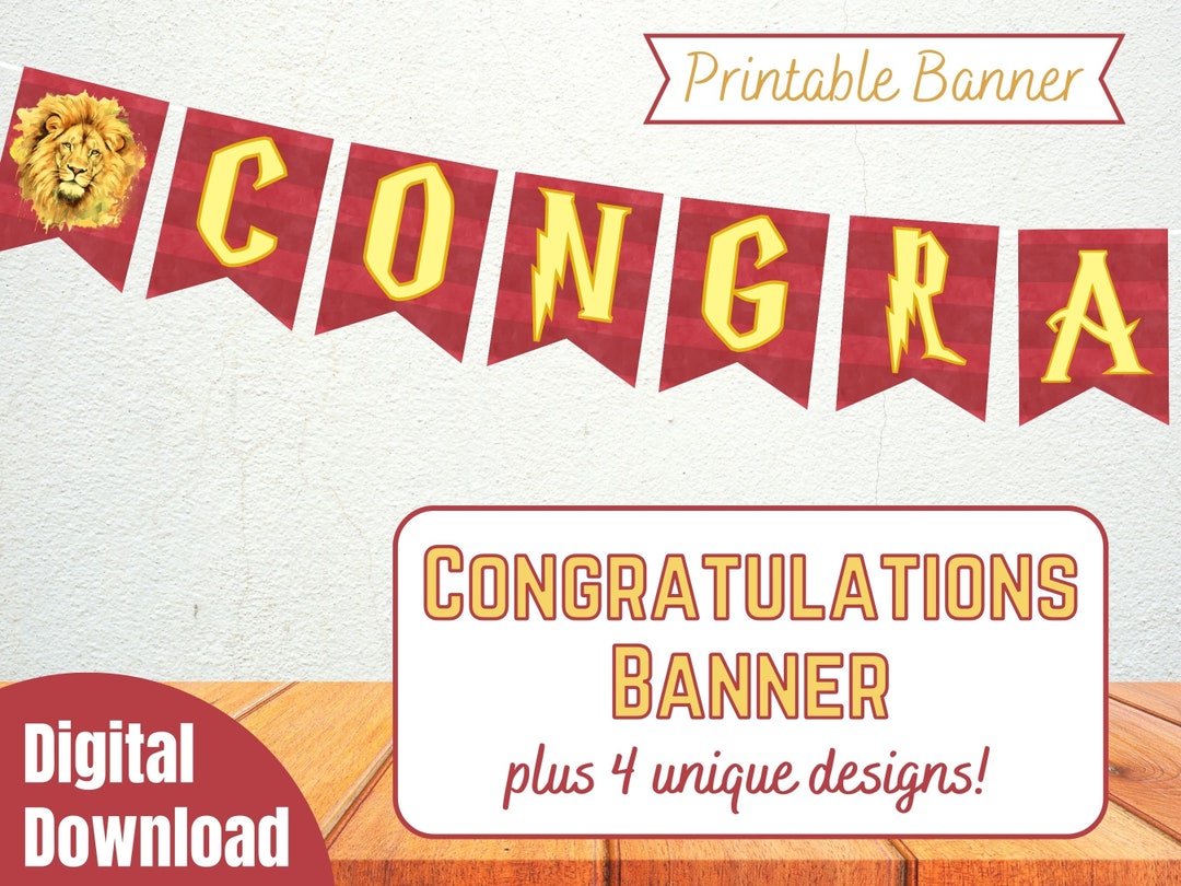 Printable Wizard School Red Lion Congratulations Banner, Baby Shower ...