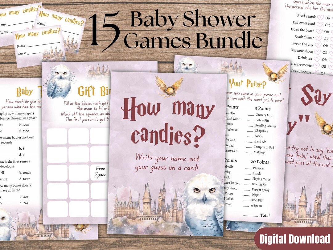 Printable Wizard School Game Bundle, 15 Baby Shower Activities, Magic ...