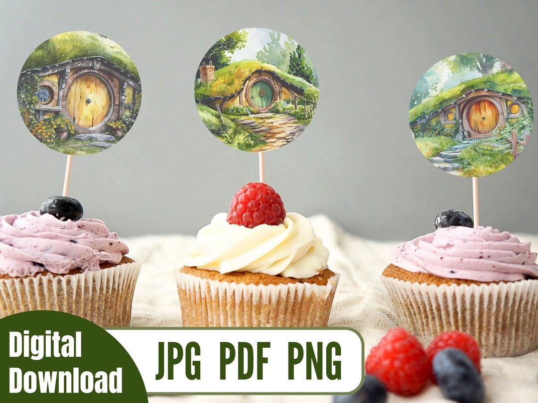 Printable Fantasy Shire Cupcake Toppers, Magic Ring Party Favor Tags ...