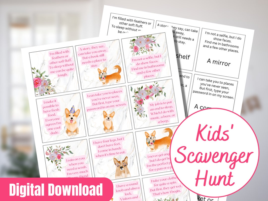 Printable Corgi Scavenger Hunt Children's Party Game, Puppy Birthday ...