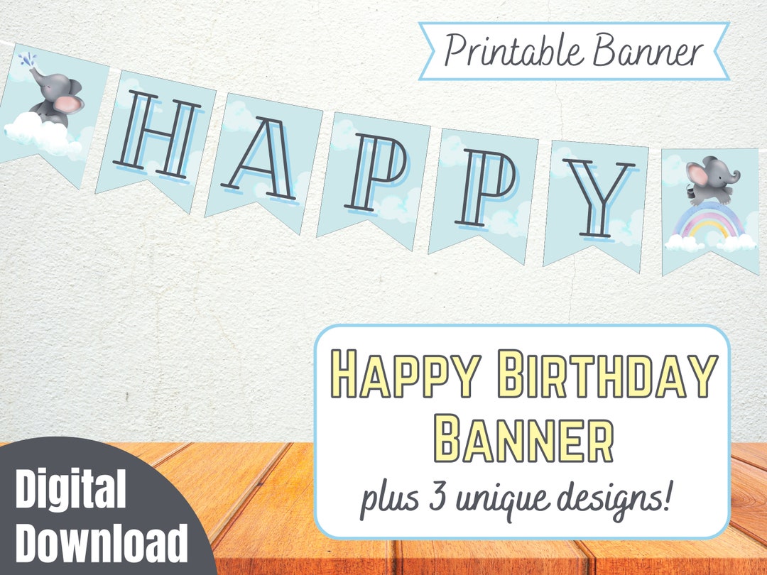 Printable Elephant Happy Birthday Banner, Little Peanut Birthday ...