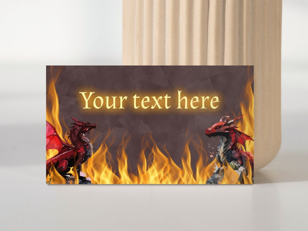 Editable Dragon Labels, Red Fire Food Signs, Medieval Knight Custom ...