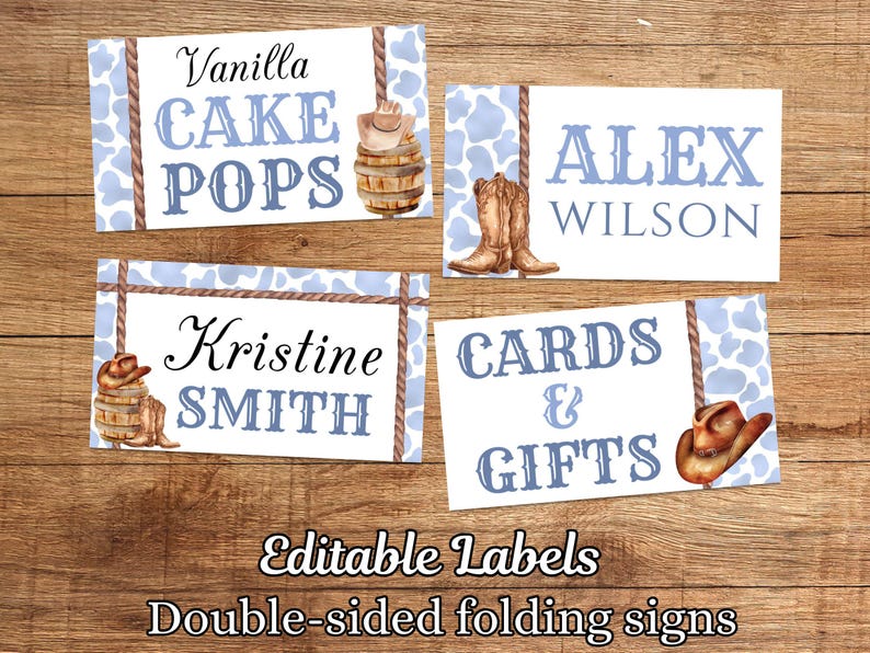 Editable Cowboy Labels, Rodeo Food Signs, Wild West Party Decorations ...
