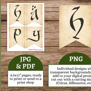 Printable Fantasy Shire Happy Birthday Banner, Magic Ring Party, Elvish ...