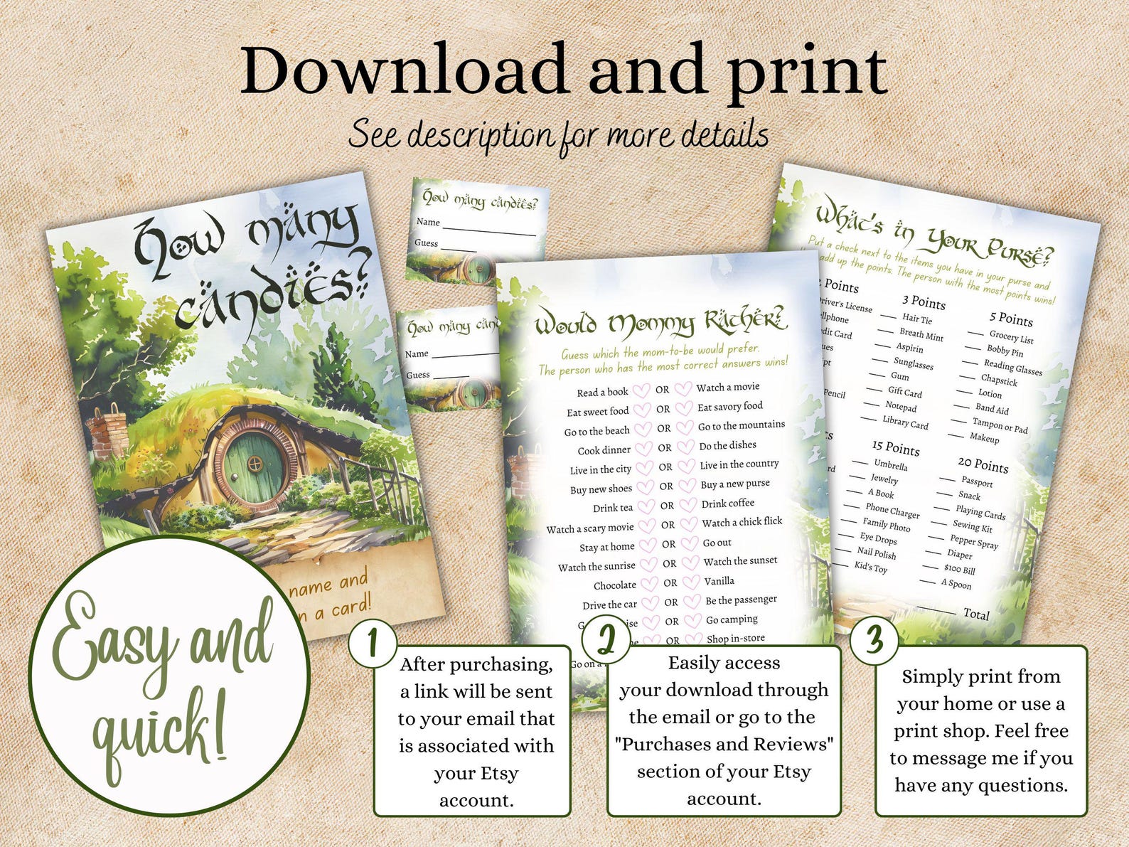 Printable Fantasy Shire Game Bundle, 15 Baby Shower Activities, Magic ...