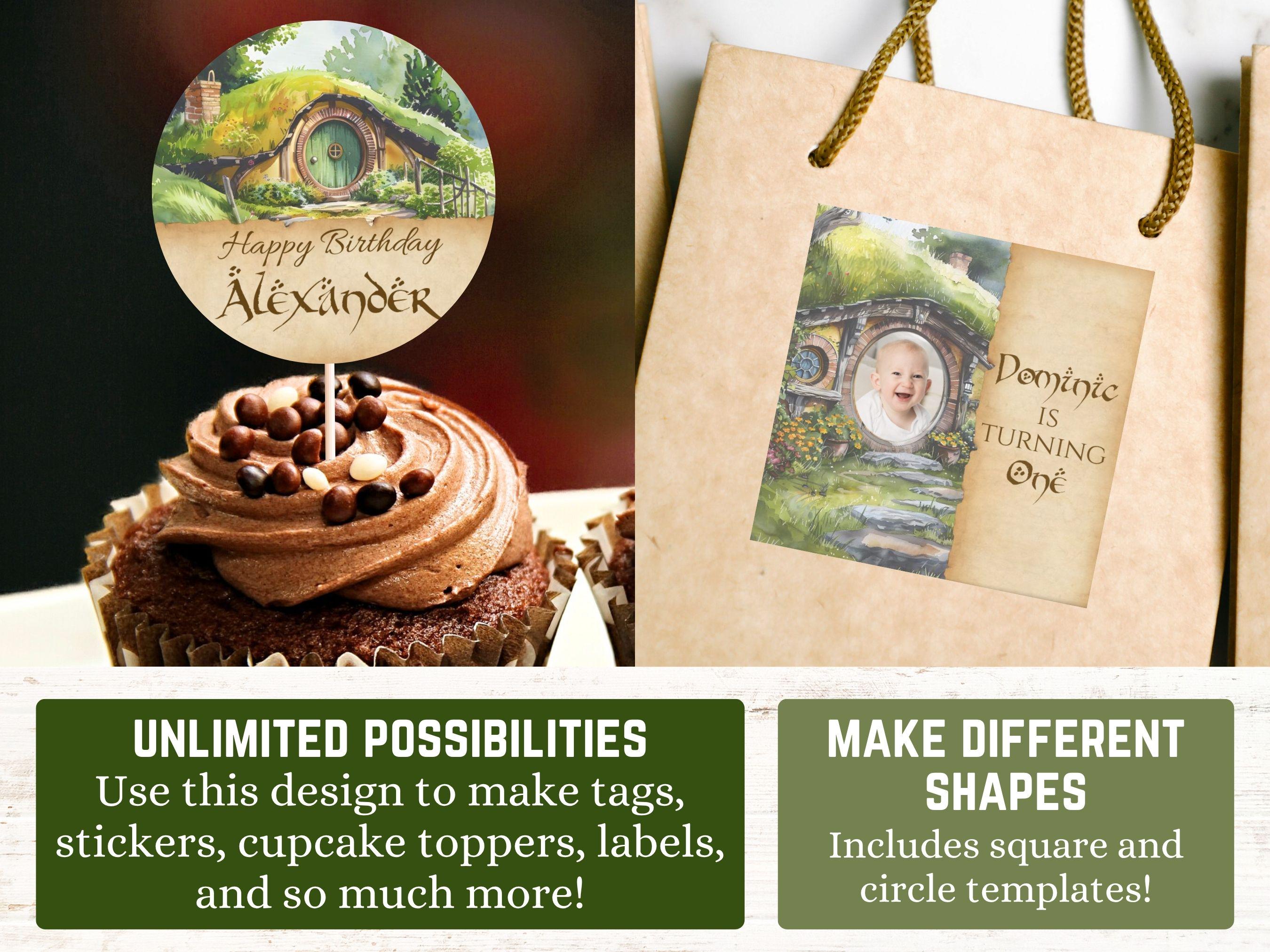 Editable Fantasy Shire Cake and Cupcake Toppers, Magic Ring Birthday ...